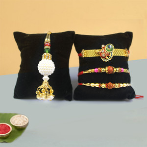 Karauli Collection Bhaiya Bhabhi Rakhi with Roli Tilak Bracelet Set for ...