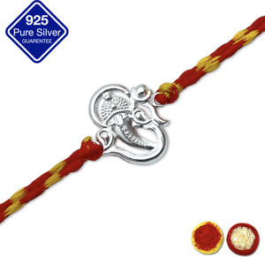 RanaJewellers Thread 925 Real Silver Rakhi for Brother (Lord Ganesh ji ...