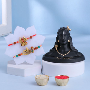 Floweraura Religious Set of 2 Traditional Shiva & Damru Rakhis With ...