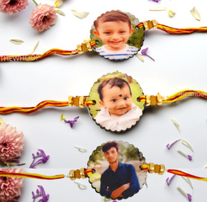 TheWhoop Religious Pack of 3 Photo Rakhi Round Shape for Brothers ...