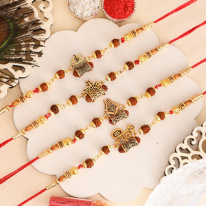 PRIDE STORE Rudraksh 24-421-MAHADEV-SHIV-TRISHUL-MAHAKAL-4PC, Rakhi for ...