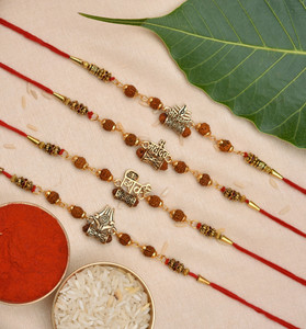 PRIDE STORE Rudraksh Mahadev Mahakal Trishul Rudraksh Rakhi Set With ...