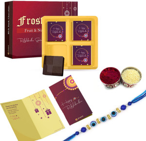 Frostick Thread Pack Of 4 Chocolate With Evil Eye Rakhi Combo Jute ...