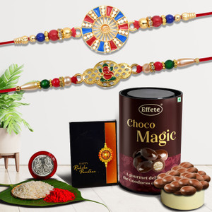 Effete Designer Rakhi Combo with Choco Magic(96gm) | Rakhi for Brother ...