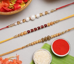 Dreamsales Designer NNN224 Pearl, Plastic (PVC), Mauli Thread Rakhi Set ...