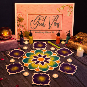 Decodesk Good Vibes Island Rangoli Gift Box - 1 Rangoli Mat (11 Inches ...