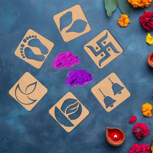 DECRONICS SM1 Rangoli Making Tools Set of 6 With Diya Laxmi Charan ...