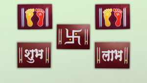ME Art Laxmi Charan(Brown),Shubh-Labh & Swastik Sunboard Rangoli ...