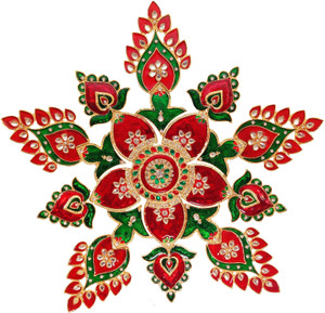 Kala Samarpan Metal Rangoli Red and Green Centrepiece & Meenakari For ...