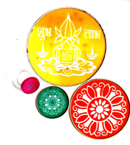 Anima creations1 Rangoli kit -3 stensils of different size with 1 stamp ...