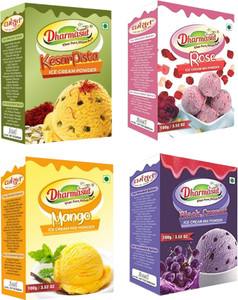 Dharmasut Kesar Pista + Rose + Mango + Black Currant Instant Ice Cream ...