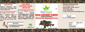 Aaraa Nut Grass Powder (Korai Kizhangu) (Cyperus Rotundus) 50gm 50 g ...