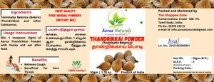 Aaraa Thandrikkai Powder (Beleric) (Terminalia Belerica) 50gm 50 g ...