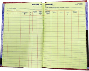 R K SALES Register of Overtime Under Rule 78, Pack of 1 2-Part Record ...