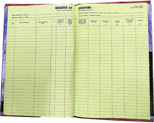 R K SALES Register of Overtime Under Rule 78, Pack of 1 2-Part Record ...
