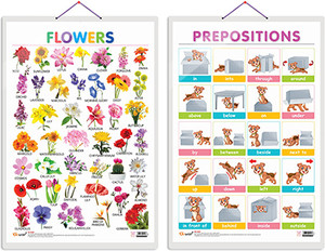 Set of 2 Flowers and PREPOSITIONS Early Learning Educational Charts for ...