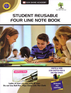 Student Reusable Four Line Note Book |Re-Usable- Write And Wipe Book ...