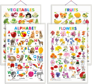 Set of 4 Alphabet, Fruits, Vegetables and Flowers Early Learning ...