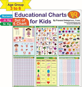 Kids Learning Charts 6 Charts Body Parts English Alphabets Abcd Colours ...