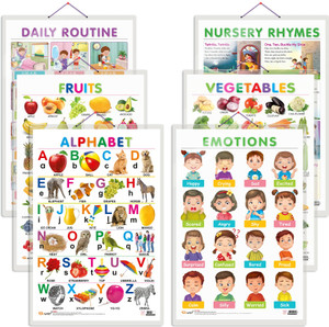 Set of 6 Alphabet, Fruits, Vegetables, EMOTIONS, DAILY ROUTINE AND ...