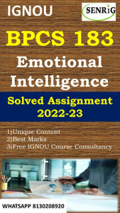 IGNOU BPCS 183 Emotional Intelligence Solved Assignment 2022-23 IGNOU ...