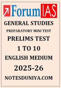 Forum Ias Prelimes Preparatory Mini Test Series 1 To 10 English Medium ...