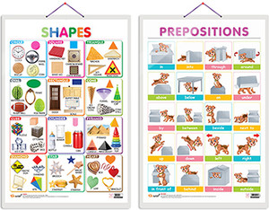 Set of 2 Shapes and PREPOSITIONS Early Learning Educational Charts for ...