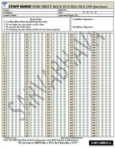 Omr Staff Nurse - 51 Omr Sheets For Practice Of 200 Questions) for ...