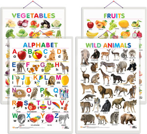 Set of 4 Alphabet, Fruits, Vegetable and Wild Animals Early Learning ...