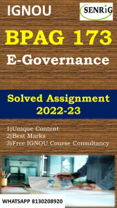 IGNOU BPAG 173 E-Governance Solved Assignment 2022-23 IGNOU BPAG 173 ...