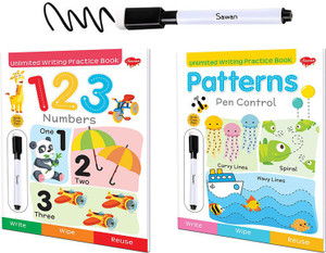 Write And Wipe Book | Pack Of 2 - 123 Numbers & Patterns Pen Control ...