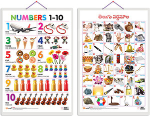 Gift Pack Of 2 Numbers 1-10 And Telugu Alphabet (Telugu) Charts | Wall ...