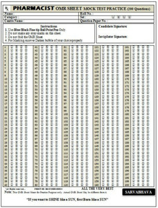 101-PHARMACIST MOCK TEST PRACTICE OMR SHEET (101 OMR SHEET Of 200 ...