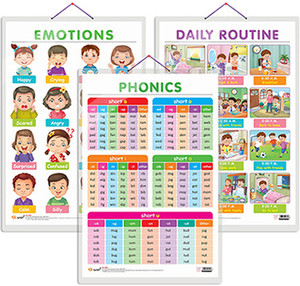 Gift Pack Of 3 EMOTIONS, DAILY ROUTINE And PHONICS - 1 Charts | Wall ...