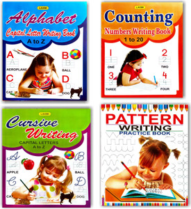 Writing Practice Book Set Of 4 Book : Alphabet , Number , Cursive ...