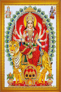jog craft durga maa golden photo frame, mata ji photo Religious Frame ...