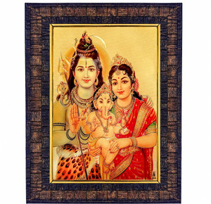 HAWAI Shiv Parivar Family Siva Parvati Lord Shiva Gold Plated Paper ...