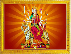 Nokkes Shera wali Mata Durga Maa Sherawali devi Golden 5X7 Inch Photo ...