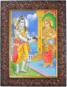 Dharmikk Shiv ji & Annapurna Devi Wooden Photo frame for Pooja ...