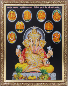BM Traders Ashtavinayak Ganesha Zari Photo In Copper Gold Frame Big (14 ...