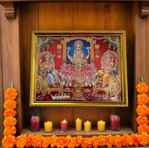 Vd hub Mahalaxmi With Ganesh Saraswati Laminated Poster Photo Frame For ...