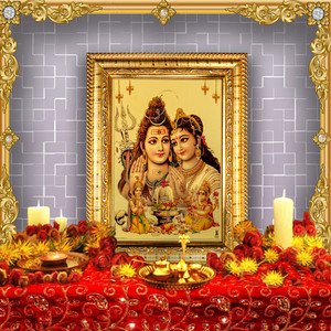 HAWAI Shiva Parvati with Ganesh ji shivling/Shiv parivar Photo Frame ...