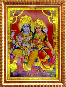 Deshkart LAKSHMI NARAYAN GOLDEN PHOTO FRAME SMALL SIZE (6 X 8) INCH ...