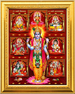 NDFRAME vishnu laxmi garuda Devi Devta photo frame with Laminated((6 ...