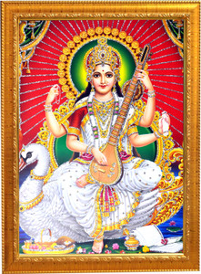 Sunframing Saraswati ji photo frame with laminated sheet . size [ 5x7 ...