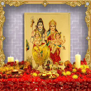 HAWAI Lord Shiva Parivaar, Parvathy Ganesh Murugan Gold Plated Photo ...