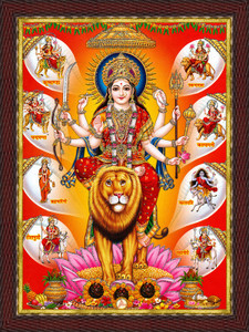 Cherriee Durga maa 9 roop Sparkle Coated photo painting for poojan ...