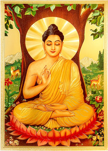 HAWAI Lord Buddha Enlightening Under The Bodhi Tree Gold Embossed God ...