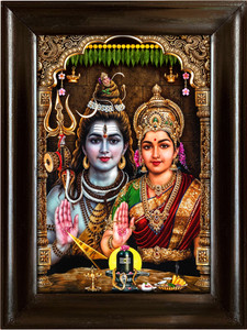 EMPEROR ART GALLERY Lord Shiva Parvathi Wall Frame, Black Polished Wood ...