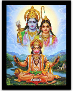 thecloset Bhagwan Ram - Sita & hanuman photo frame - 9X11 INCHES Wood ...